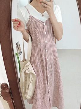 binary01 - Check to Thumbs Bustier Long Dress - Codibook.