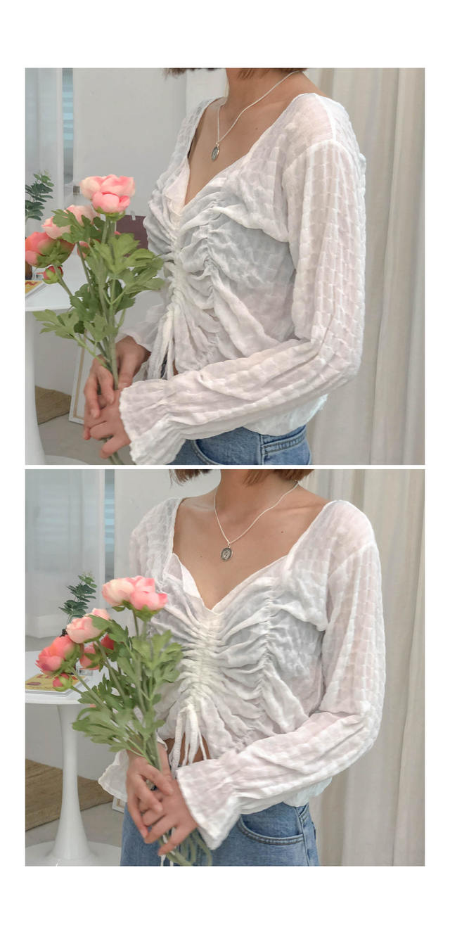 binary01 - String selvesh shirring blouse - Codibook.