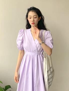 From Beginning - Emma Puff Wrap Long Dress - Codibook.