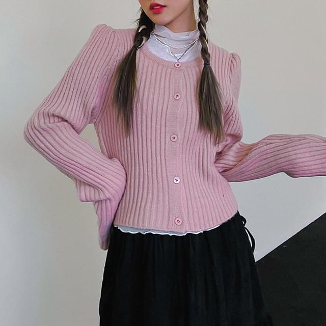 binary01 - Puff mary knit cardigan - Codibook.