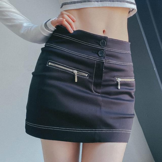 binary01 - Low rise mini skirt - Codibook.