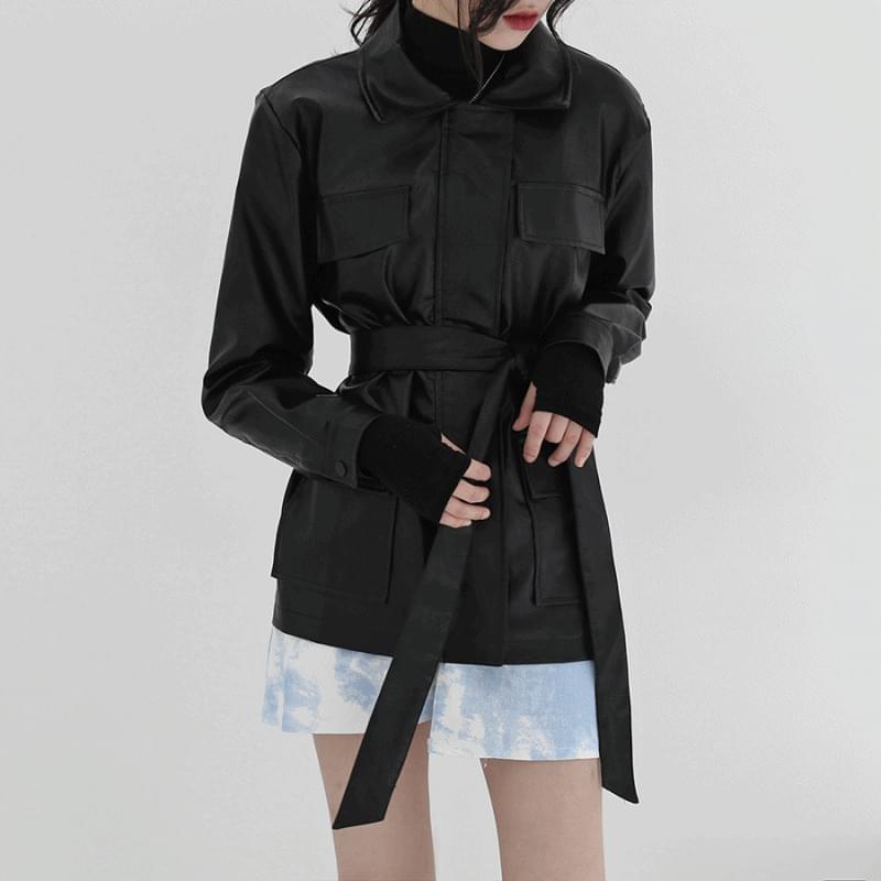 NONCODE - Margaret belted leather jacket - Codibook.