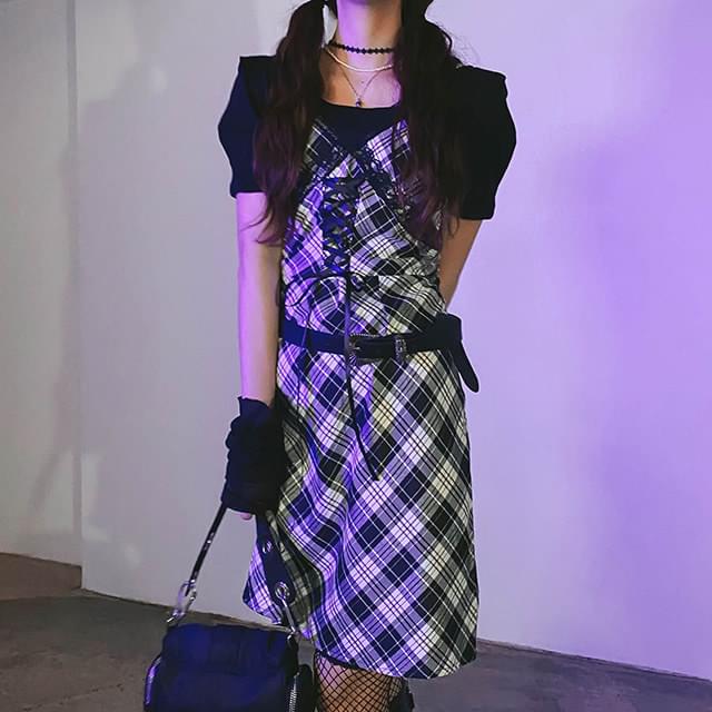 binary01 - Check Purity Lace Dress - Codibook.