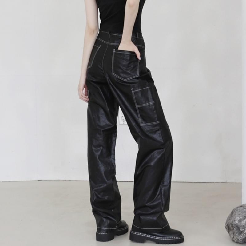 NONCODE - Farrell Stitch Wide Coated Pants - Codibook.