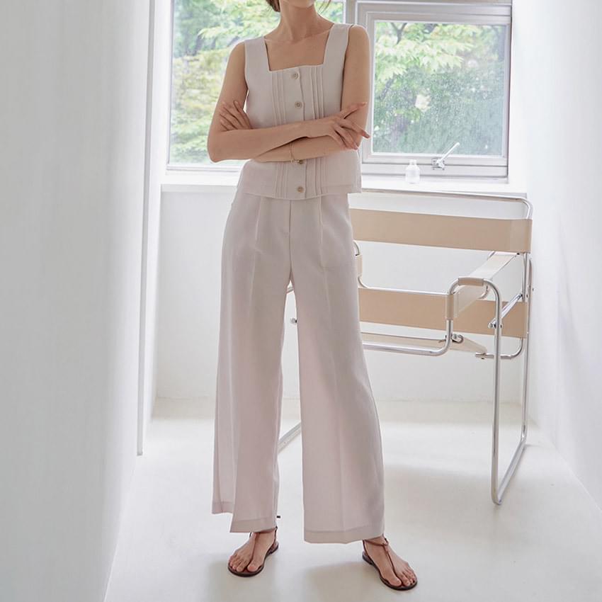 TWEE - Low Isle Sleeveless Blouse & Slacks Set - Codibook.