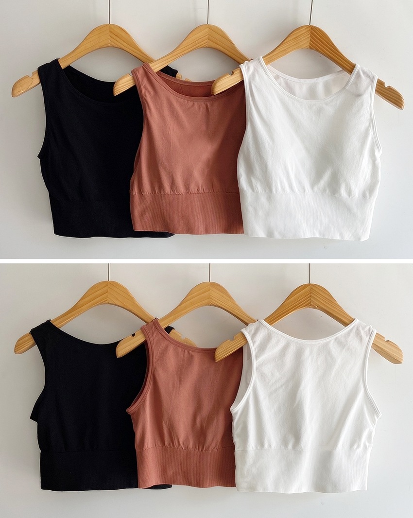 lipkko - Daily Crop Top Round Sleeveless 3color - Codibook.