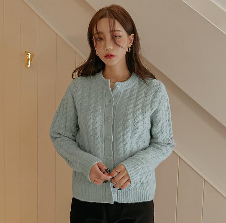common unique - Button Front Cable Knit Cardigan - Codibook.