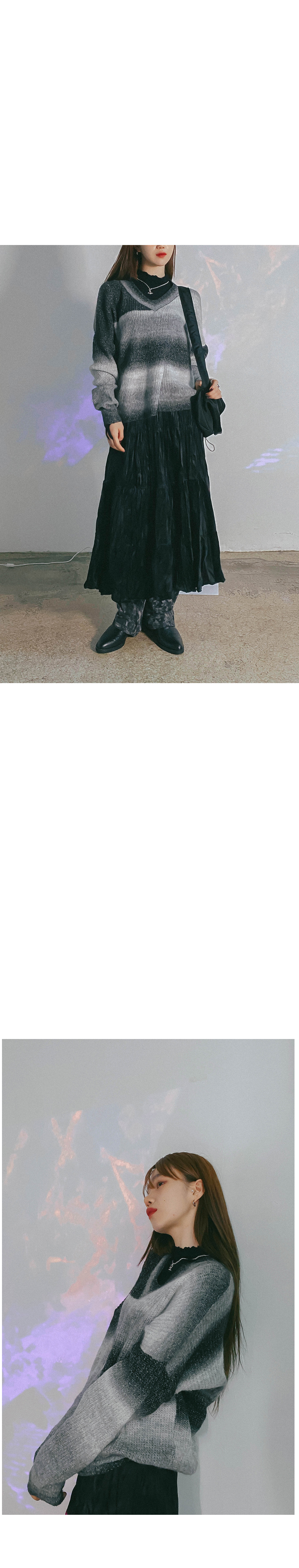 binary01 - Gradient Kyle V- V-Neck Knitwear - Codibook.