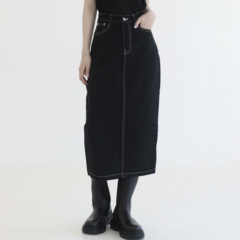 NONCODE - Erble Stitch Denim Long Skirt - Codibook.
