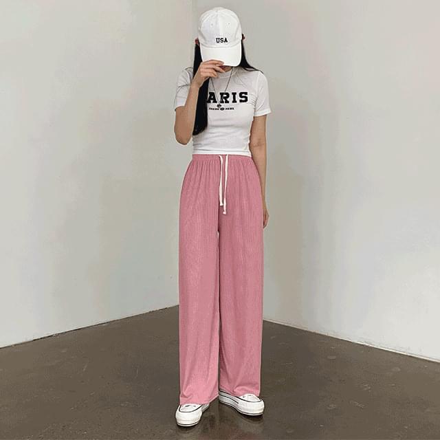 thepink - Kui Ribbed Spandex Banding Wide Long Pants - Codibook. thepink - Kui Ribbed Spandex Banding Wide Long Pants - Codibook.