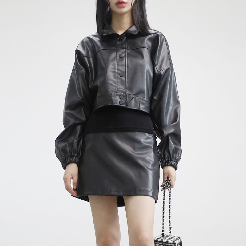 NONCODE - Roble leather cropped jacket - Codibook.