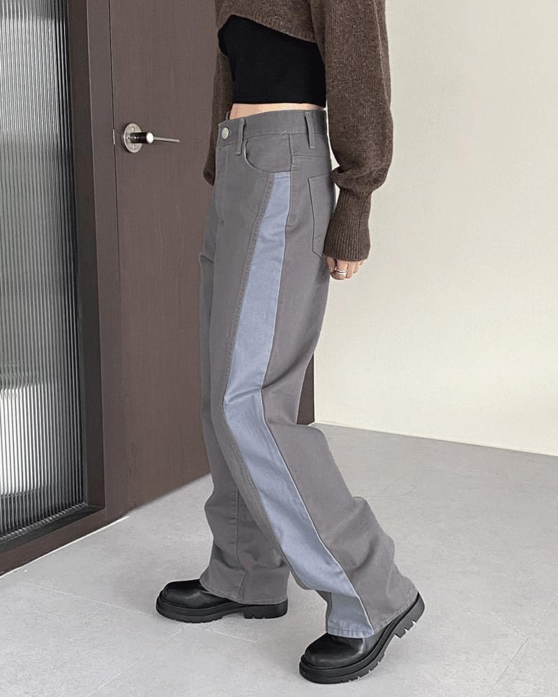 wonderwonder - Looming side color matching wide cotton pants - Codibook.