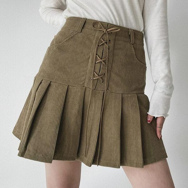 binary01 - Corduroy Ginto Mini Skirt - Codibook.