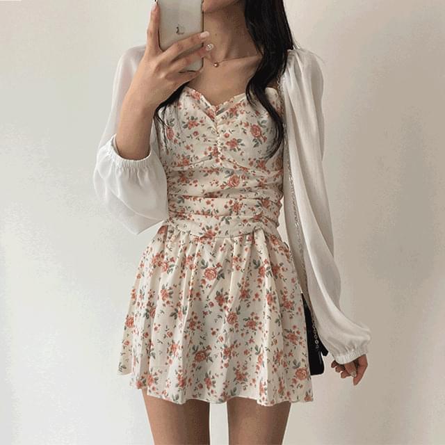 Codibook Delight - Nana Blouse Off Shoulder Flower Shirring Mini Dress - Codibook.