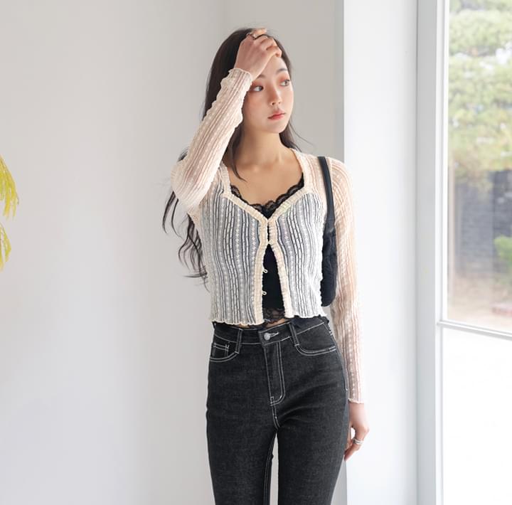 common unique - Cindy lace sheer heart-neck blouse - Codibook.