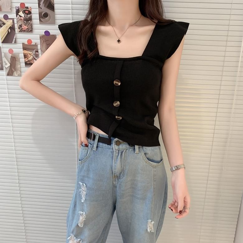 picknfit - Square Neck Wing Line Sleeveless - Codibook.