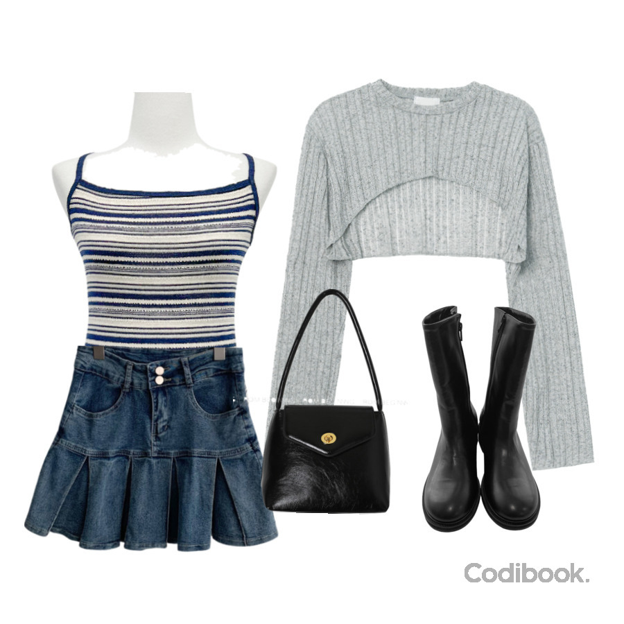 sleeveless,denim,knitwear,부츠 코디 by piggg - Codibook.