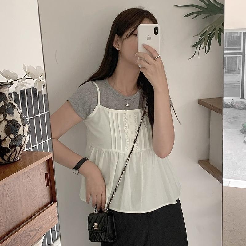 laurenhi - Delit Pintuck Sleeveless Blouse - 2 color - Codibook.