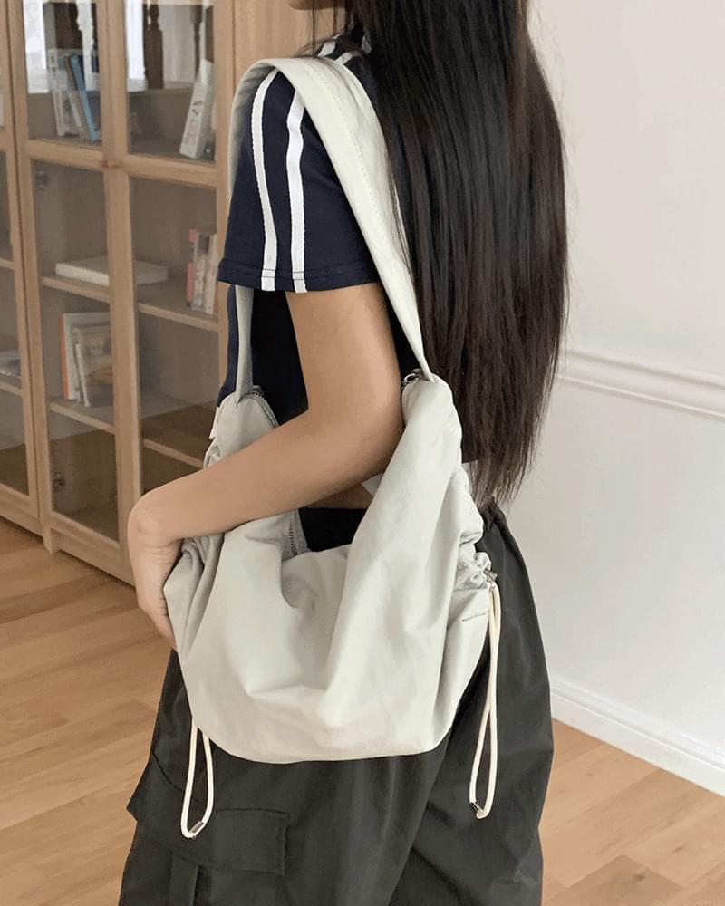 wonderwonder - Onka Nylon Shirring String Big Shoulder Crossbody Bag - Codibook.