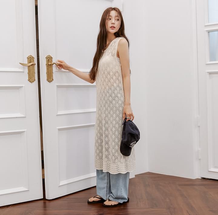 common unique - Bellang Punching Knit Long Dress - Codibook.