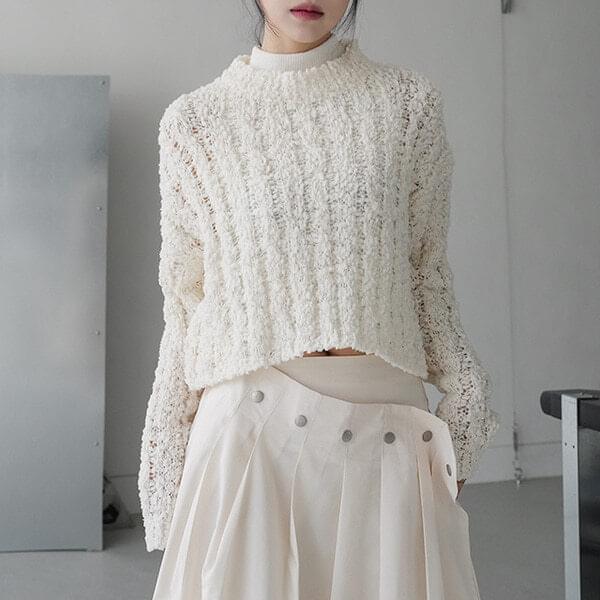binary01 - Curin Boucle Crop Knitwear - Codibook.