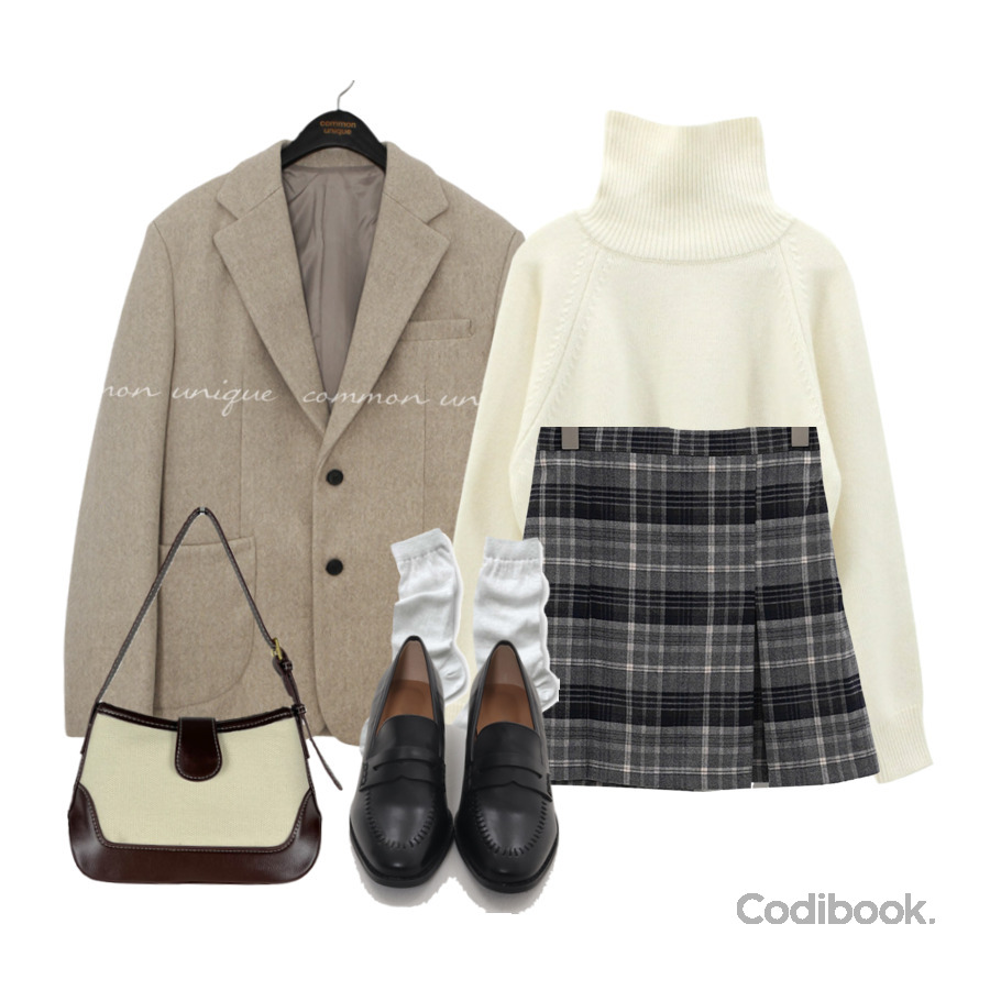 ジャケット,재킷,ニット,スカート,カジュアル 코디 by minn - Codibook.