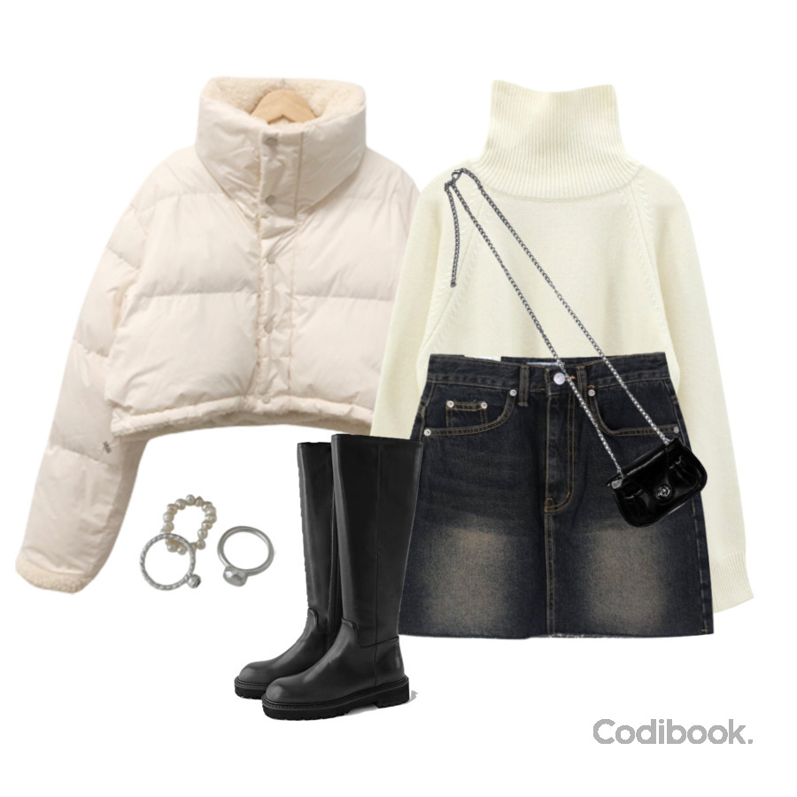 ジップアップ,ニット,スカート,カジュアル 코디 by minn - Codibook.