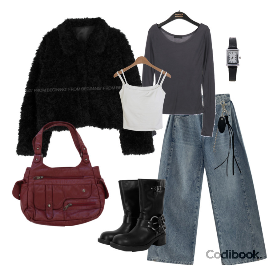 chic,winter,boots,jeans,daily,fur,vintage 코디 by Jiyeon_2502 - Codibook.