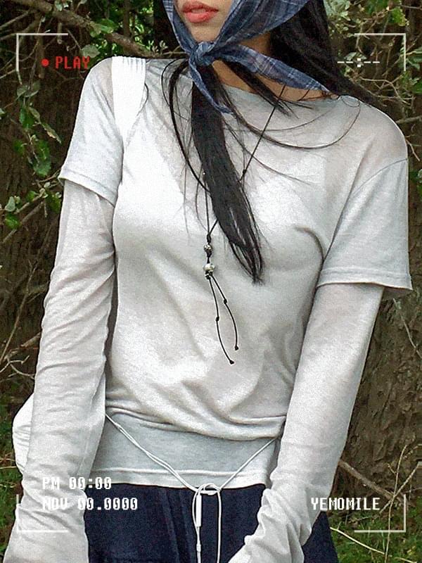 yemomile - Unlocked Layered See-Through T-Shirt - Codibook.
